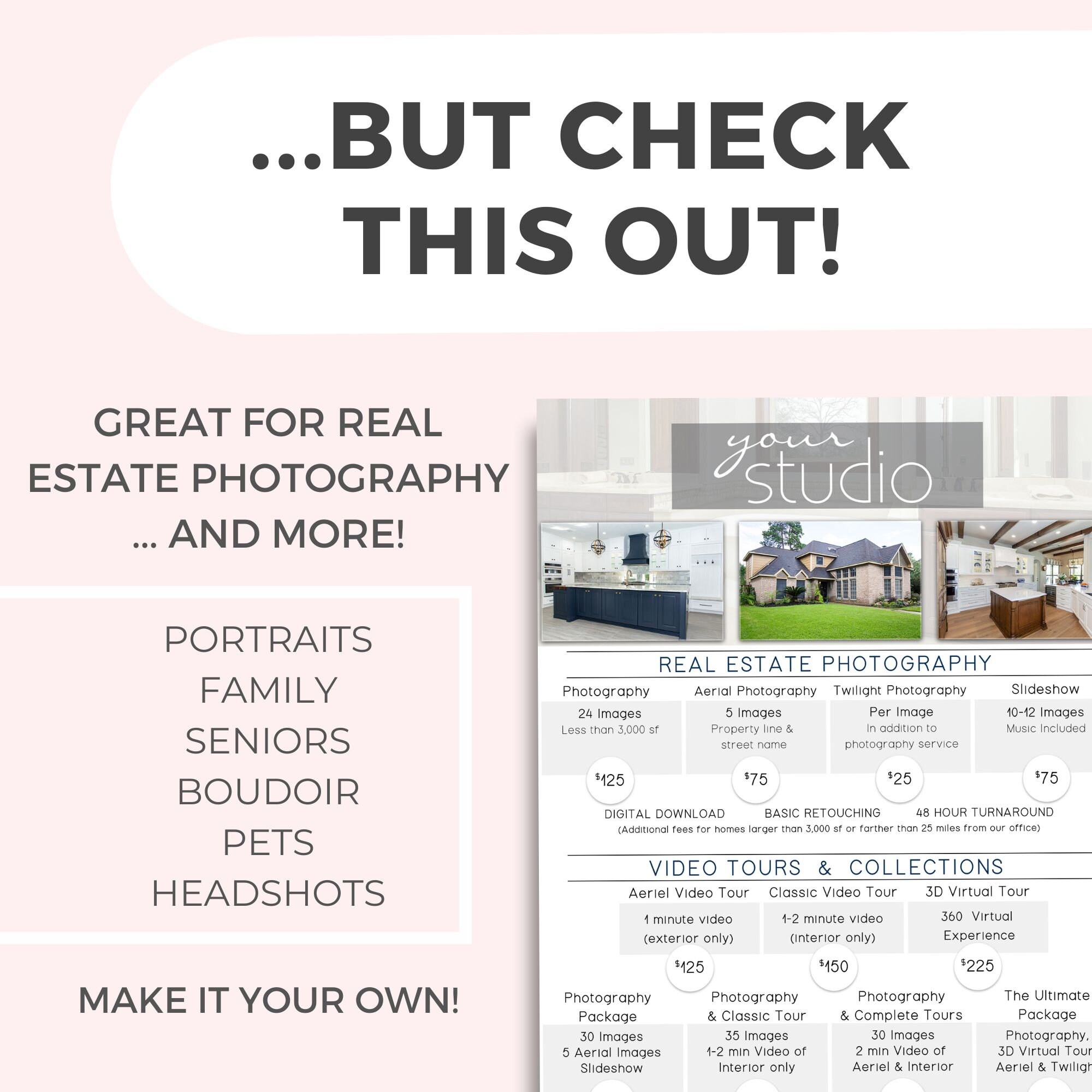 Home Real Estate Multi Service "modern" Price Menu - 8x10 Digital ...