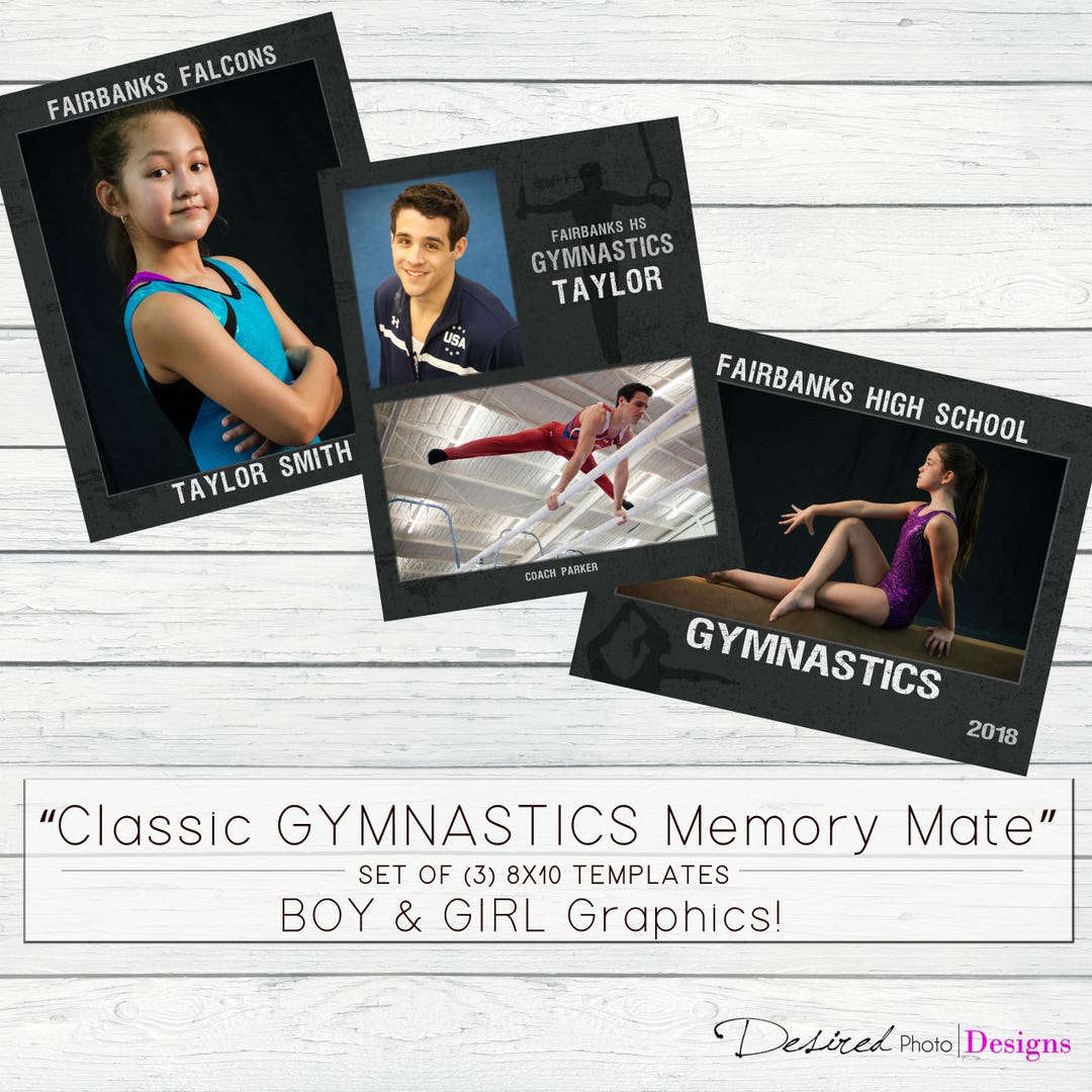 Classic GYMNASTICS Sport Memory Mate Template Trio Set (BOY & GIRL!) - Etsy