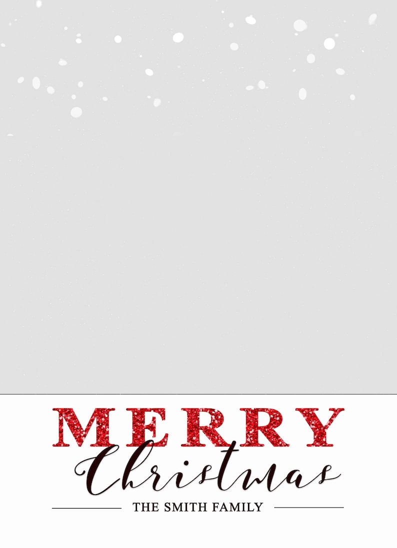 5x7 "merry Christmas Glitter & Snow" Flat Card Template WHCC - Etsy