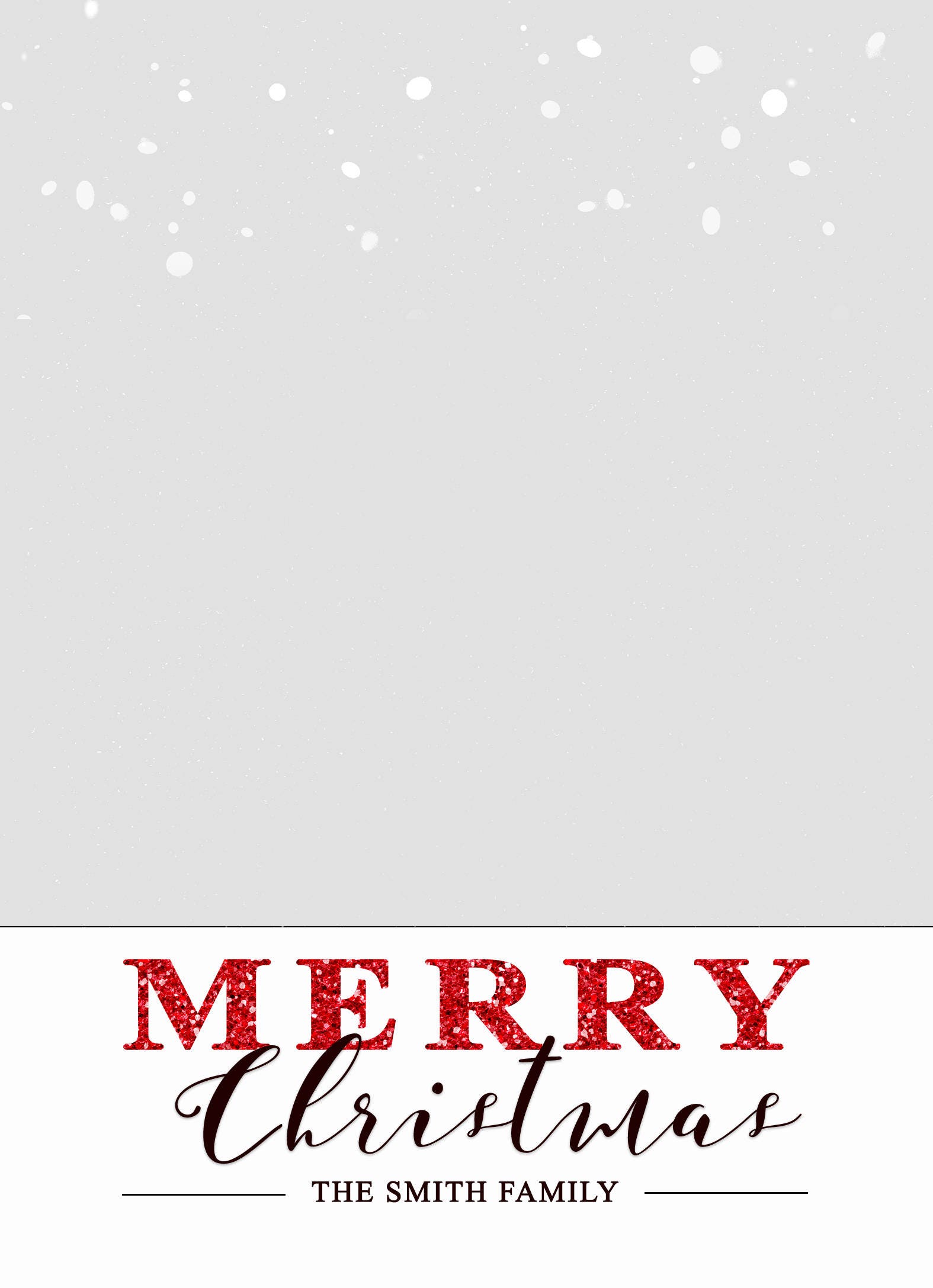 5x7 "merry Christmas Glitter & Snow" Flat Card Template WHCC - Etsy