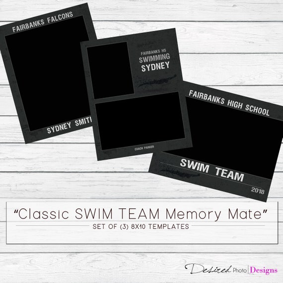 Classic SWIM TEAM and SWIMMING Sport Memory Mate Template Trio | Etsy