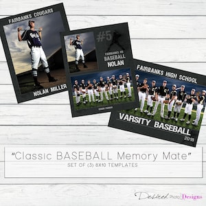 Classic BASEBALL Sport Memory Mate Template Trio Set - Etsy