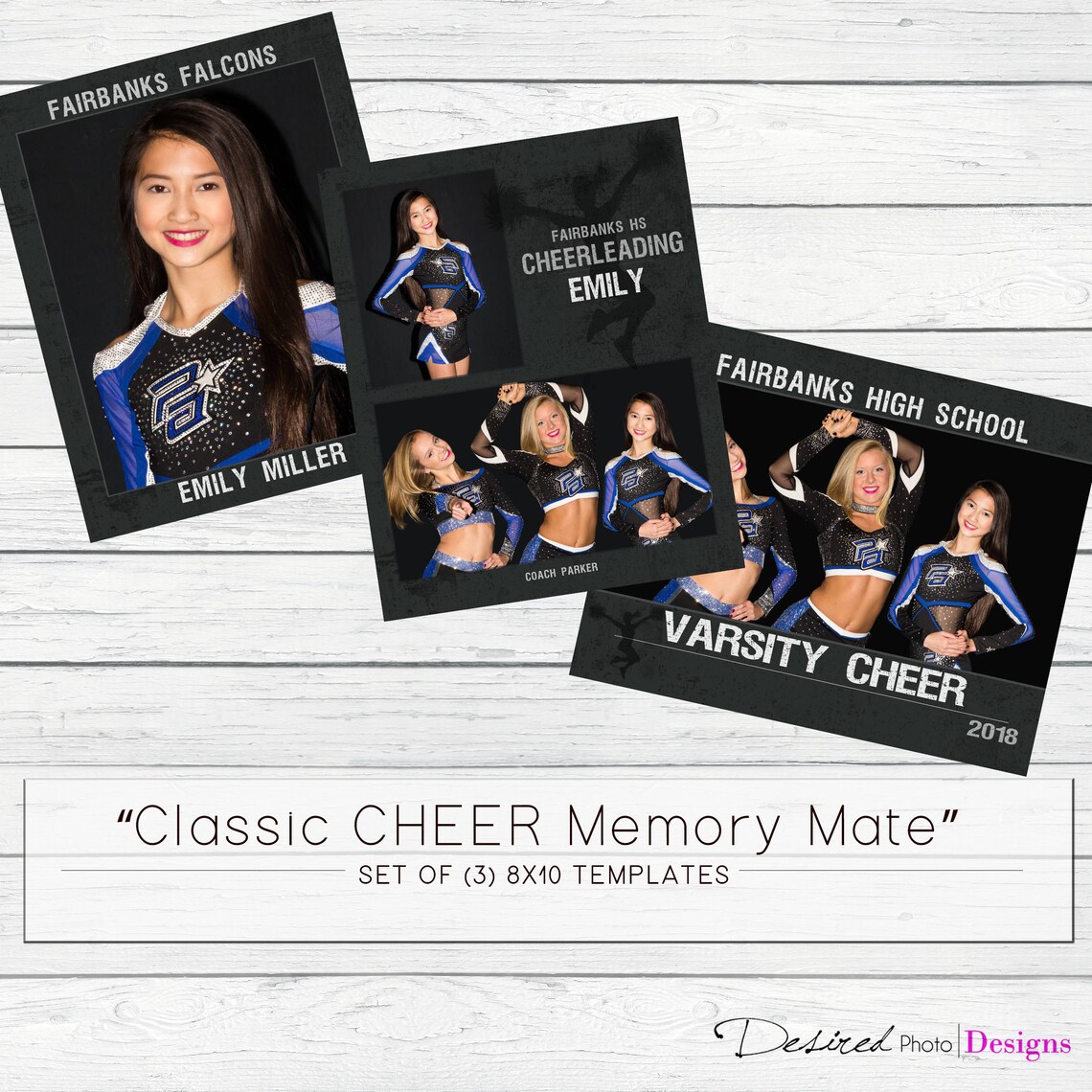 Classic CHEER Sport Memory Mate - 8x10 Trio Template Set - Etsy