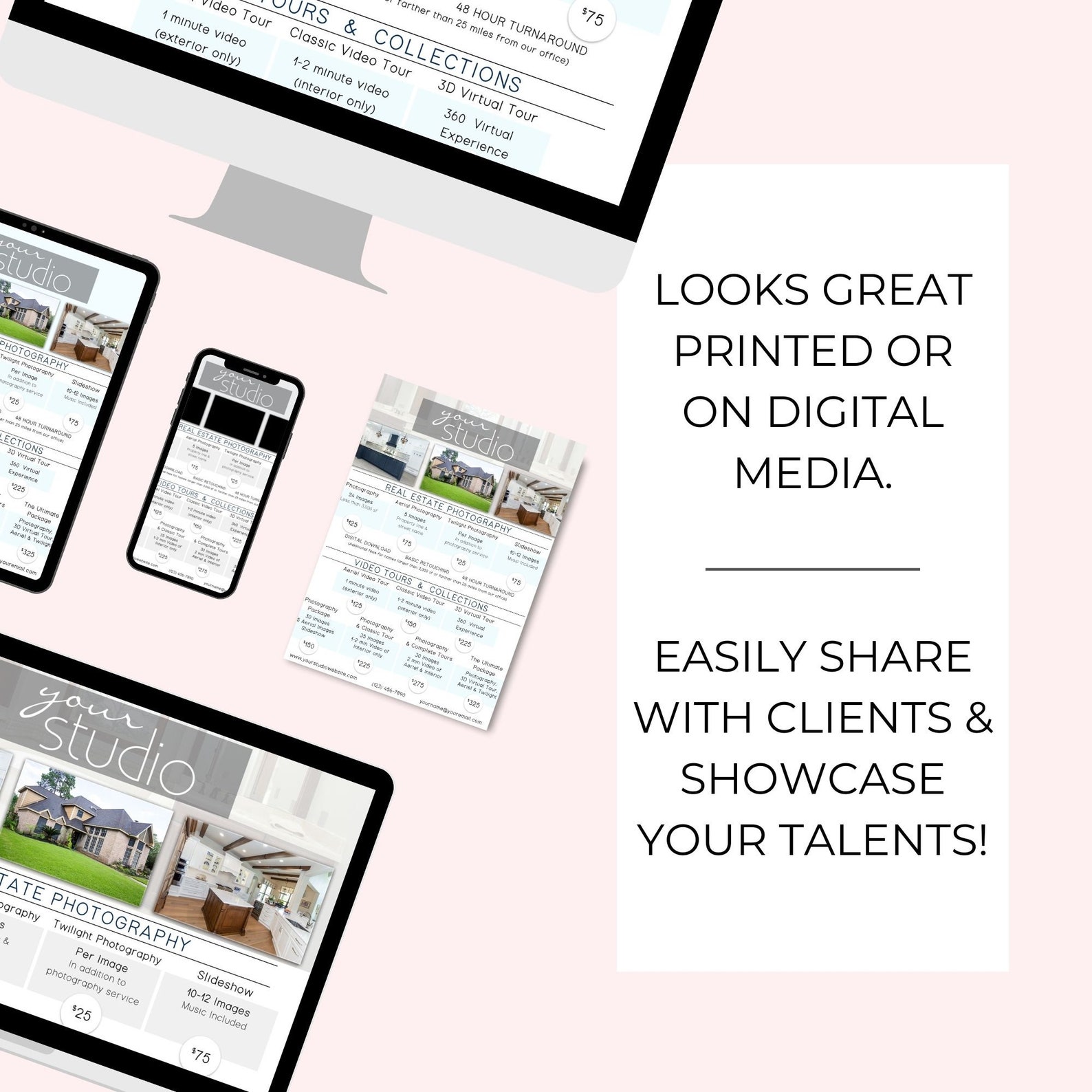 Home Real Estate Multi Service "modern" Price Menu - 8x10 Digital ...