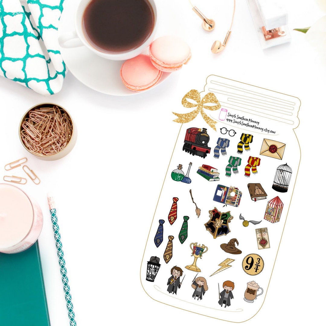 Wizarding Mason Jar Planner Stickers – Decorative Jumbo Sheet, Matte ...