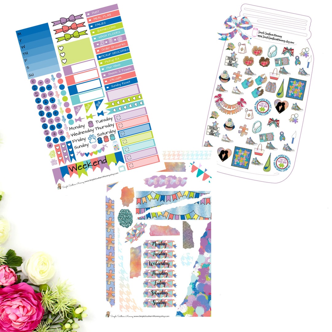 Autism Awareness Simple Weekly Sticker Kit A La Carte Stickers Mini ...