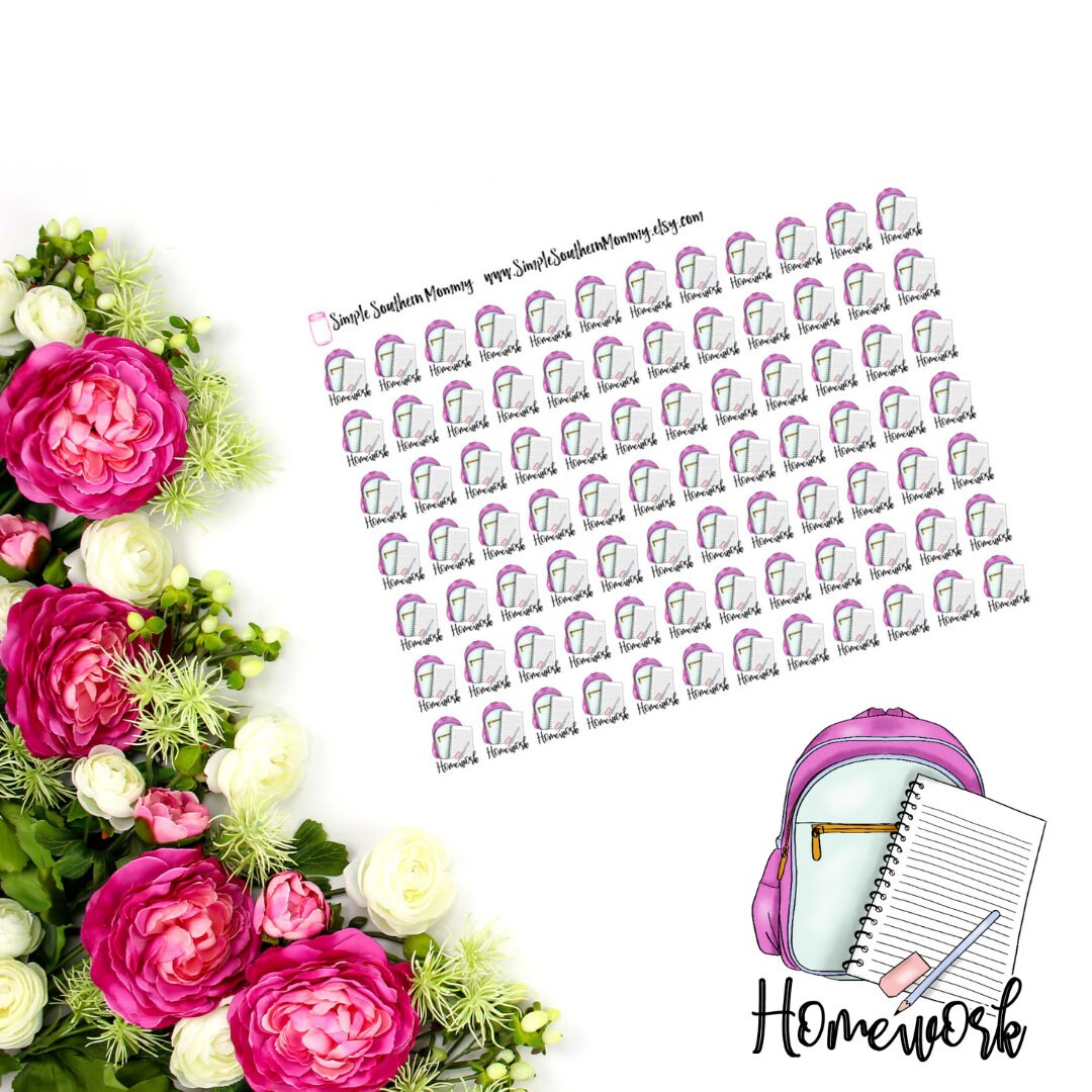 Watercolor Homework Stickers Planner Stickers Mom Life Stickers After ...