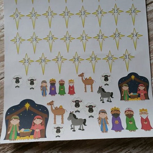 Christmas Star Count Down Stickers - Etsy