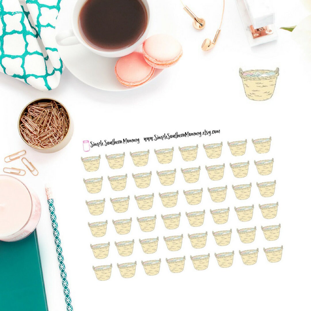Wicker Laundry Basket Stickers Cleaning Stickers Chore Stickers Clean ...
