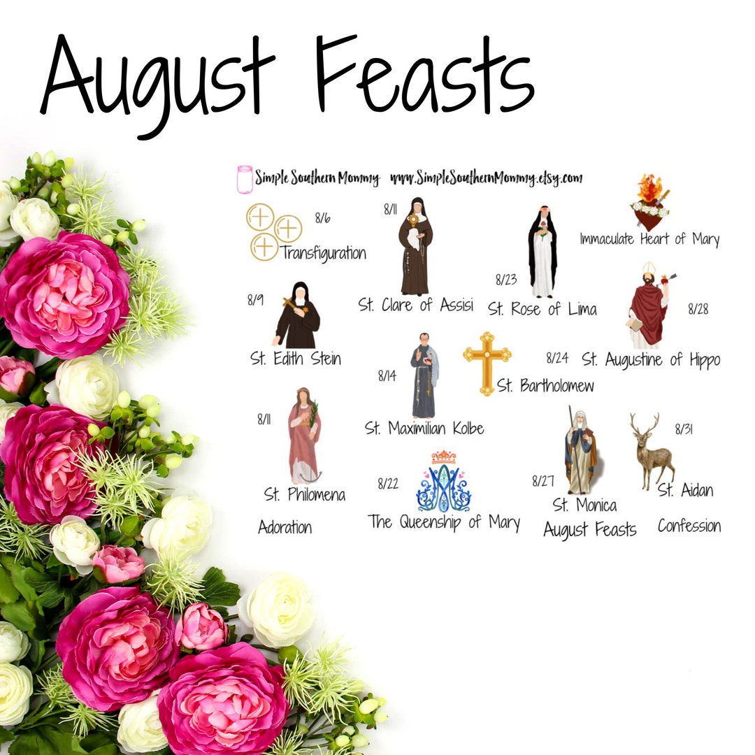 August Catholic Feast Stickers Catholic Journal Stickers Holy Day of Obligation Stickers Ember ...
