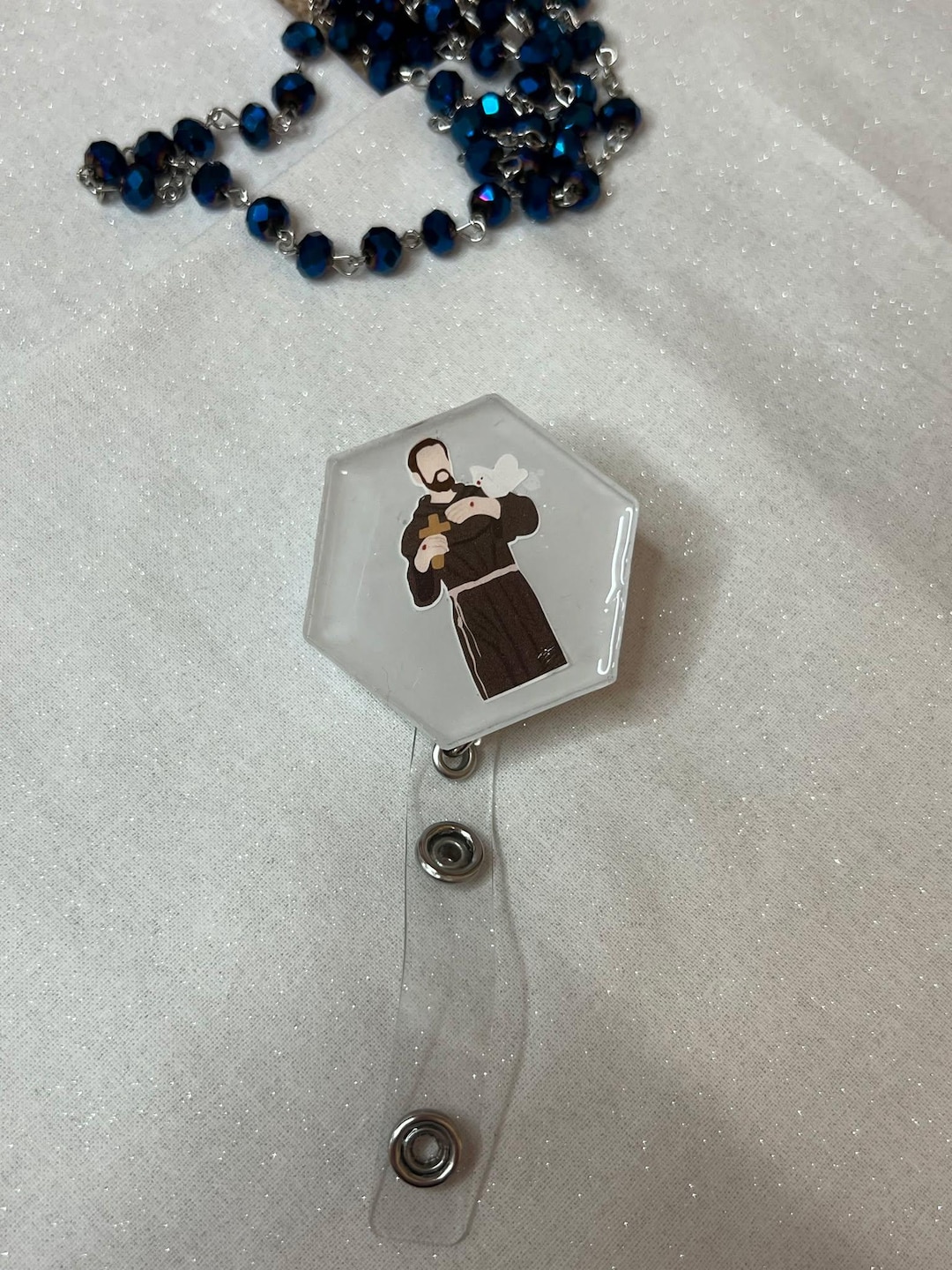 Male Saint Badge Reel or Phone Mount Catholic Gifts Saint Gifts ...