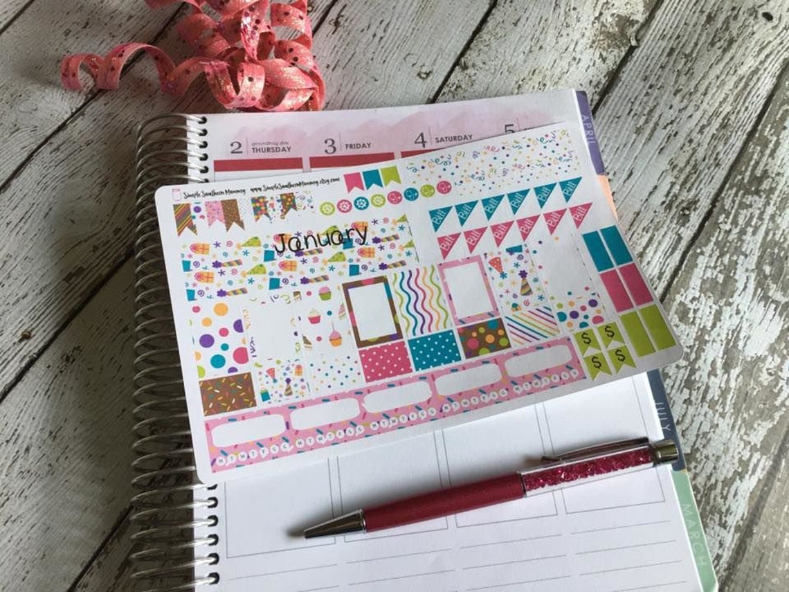 MONTHLY Personal OR Half Letter SMC Birthday Sticker Kit | Etsy