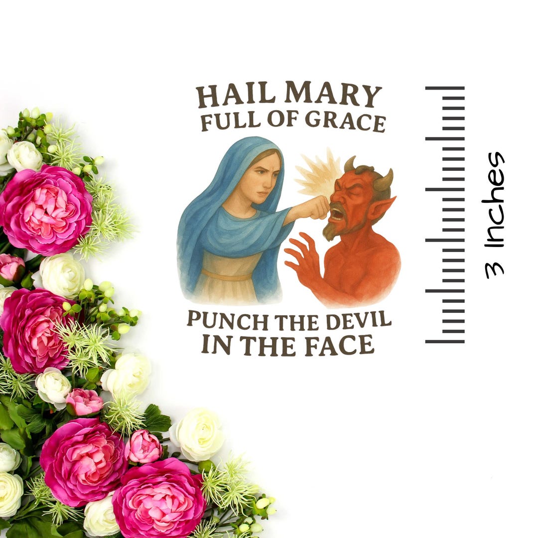 Hail Mary Punch the Devil Sticker Catholic Humor Sticker Faith Planner ...