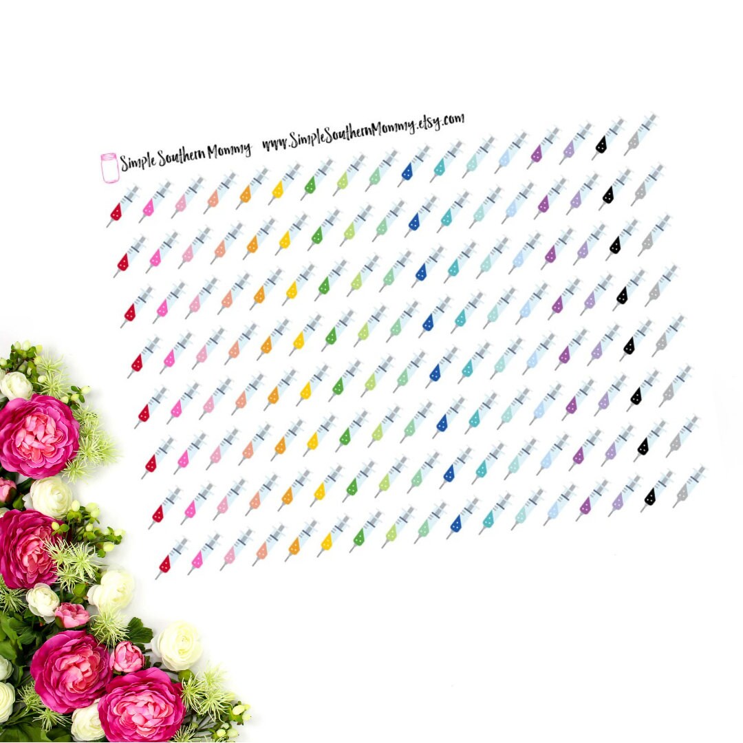 Syringe Shot Stickers | Color Coding Planner Stickers | Functional ...