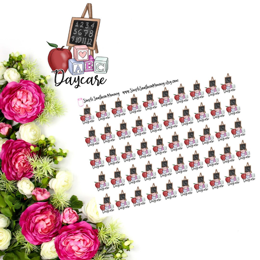 Watercolor Daycare / Preschool Stickers Planner Stickers Mom Life ...
