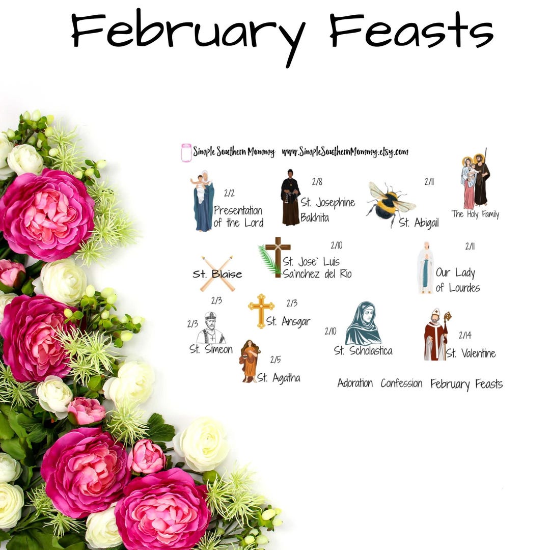 February Catholic Feast Stickers Catholic Journal Stickers Holy Day of ...