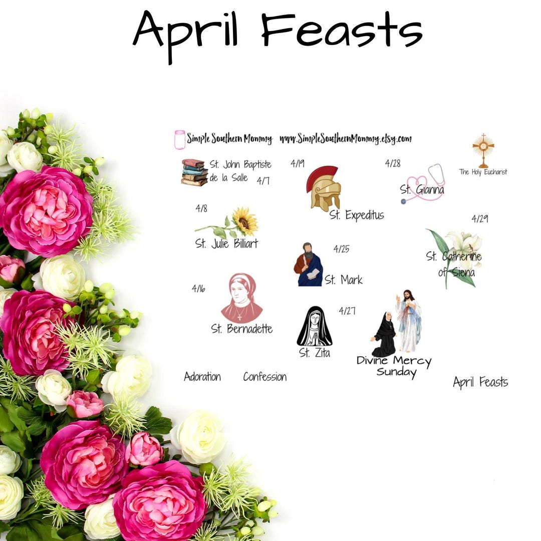 April Catholic Feast Stickers Catholic Journal Stickers Holy Day of ...