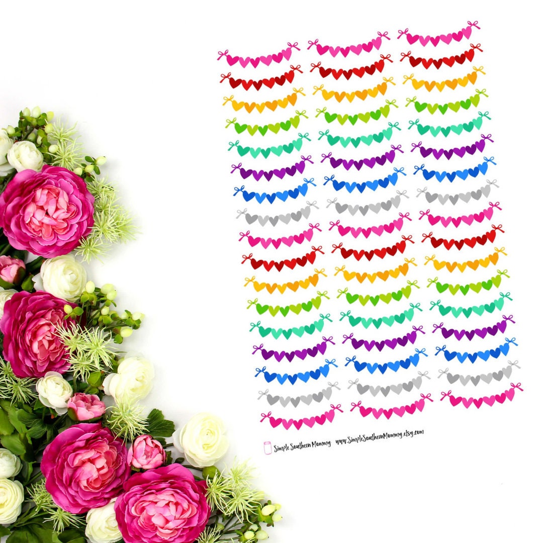 Heart Banner Stickers for Planner Decorative Planner Stickers Crafting ...