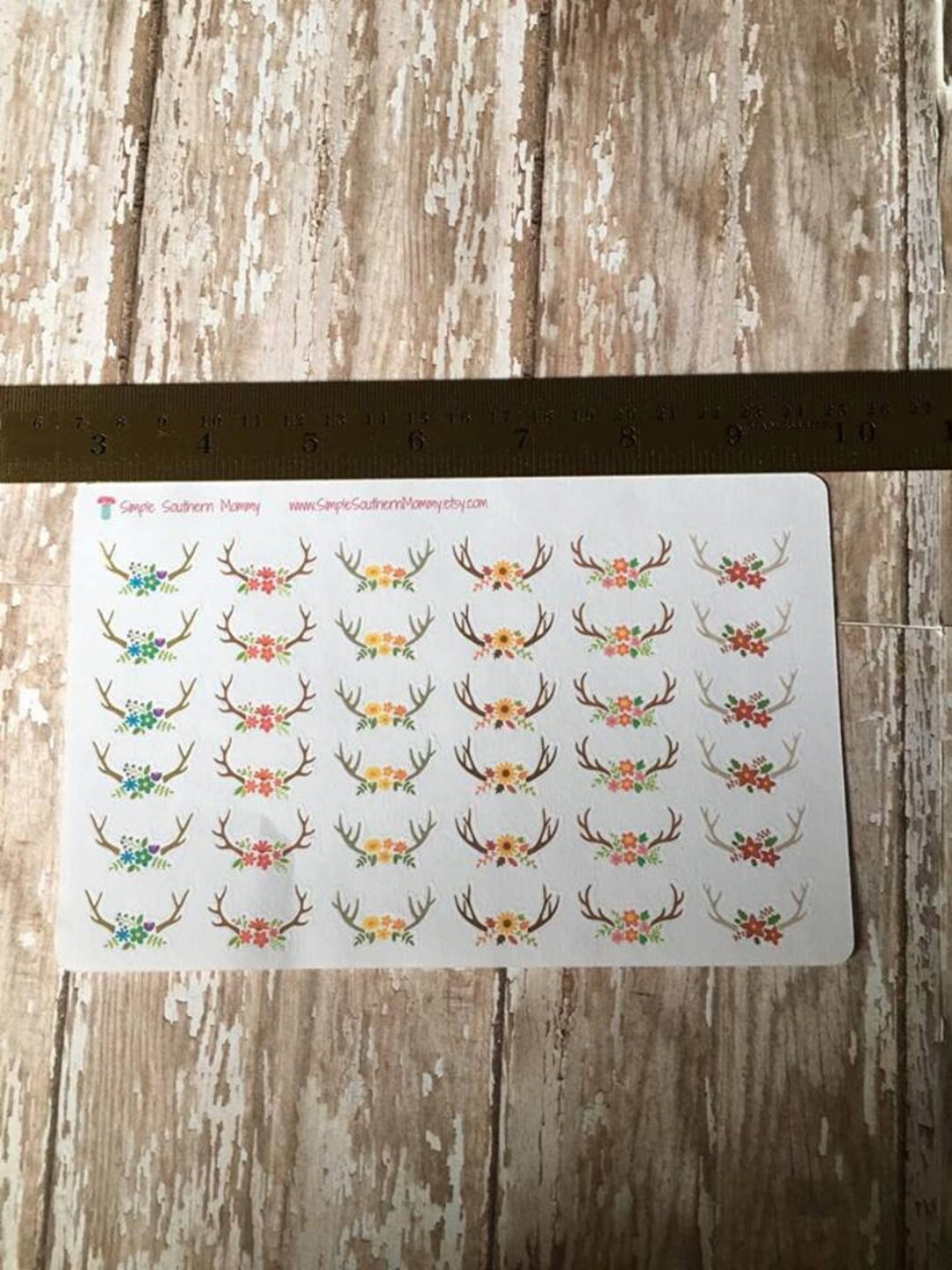 Country Chic Floral Antler Stickers Southern Stickers Stickers Country ...