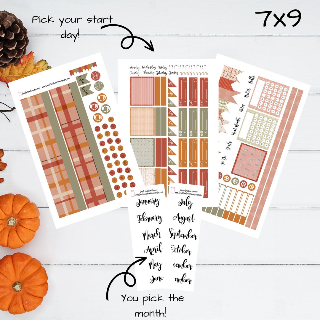Apple Picking Choose Your Month Sticker Kit Monthly Kit for 7x9 Planner ...