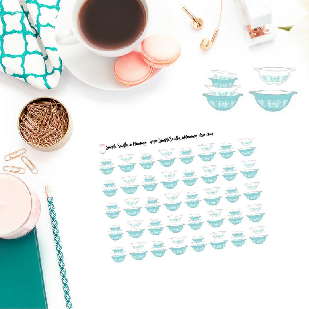 Vintage Pyrex Bowl Stickers Cleaning Stickers Chore Stickers Clean Mama ...