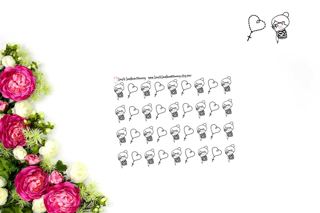 Doodle Rosary Stickers Catholic Stickers Catholic Journal Stickers ...