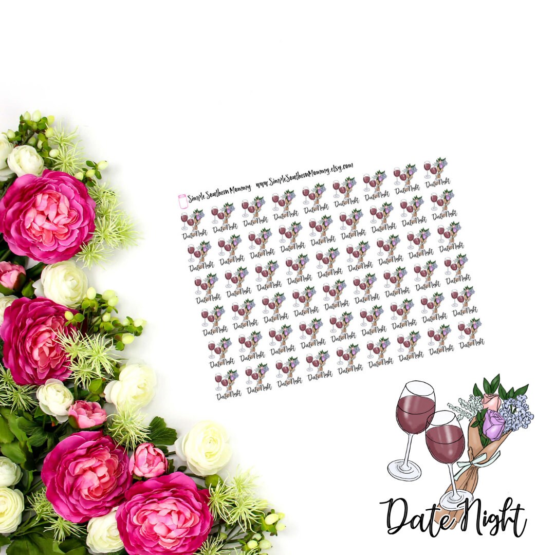 Watercolor Date Night Stickers Planner Stickers Mom Life Stickers After ...