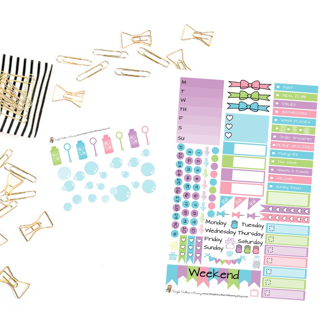 Blowing Bubbles Simple Weekly Sticker Kit A La Carte Stickers Mini ...
