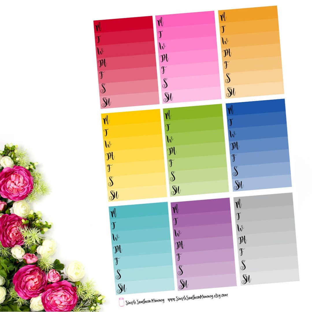 Weekly Tracker Stickers Color Coding Stickers Functional Stickers ...