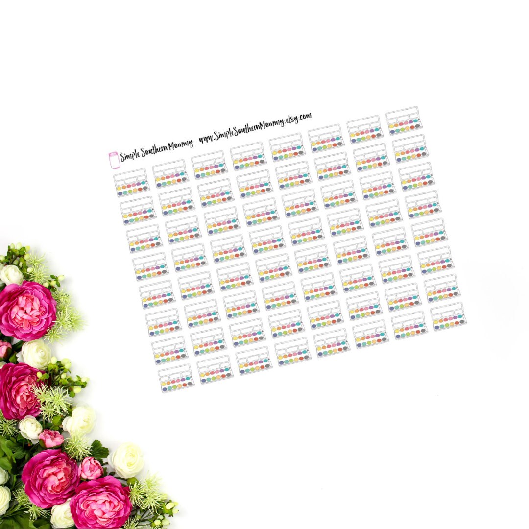 Watercolor Palette Stickers Planner Stickers Mom Life Stickers After ...
