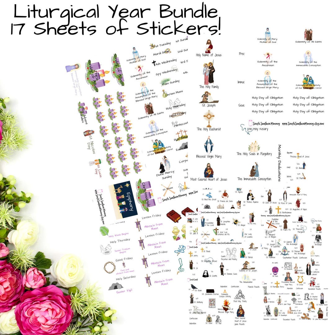 Yearly Liturgical Sticker Bundle Catholic Feast Stickers Catholic ...