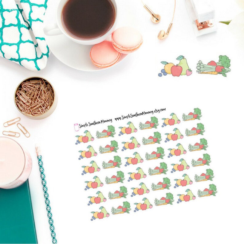 Fruit and Vegetable Stickers Health Stickers Self Care Stickers ...