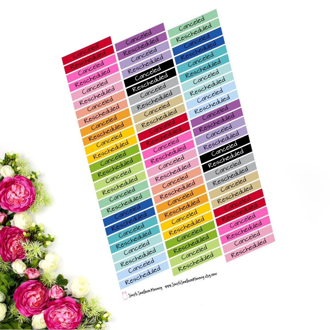 Canceled Rescheduled Stickers Color Coding Stickers Functional Stickers ...