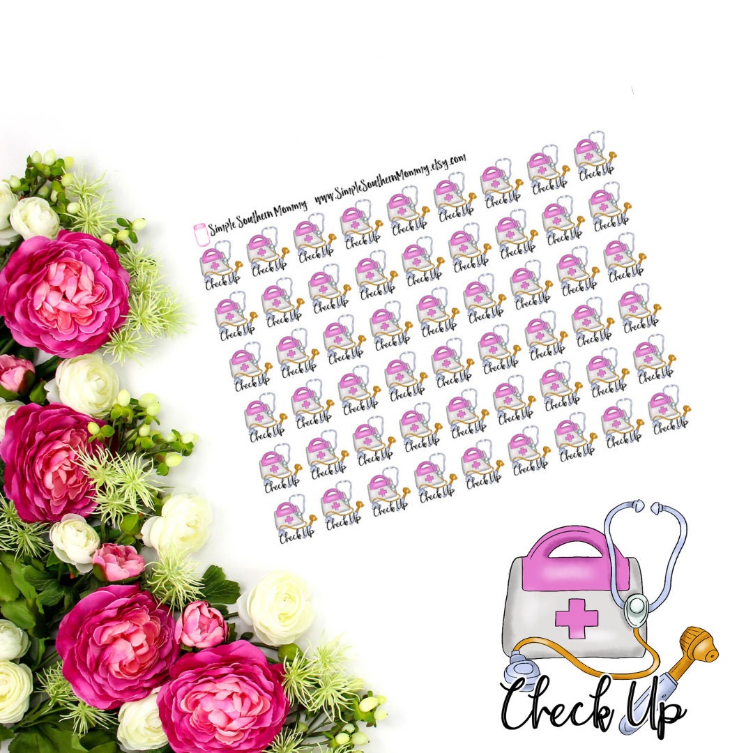 Watercolor Check-up Stickers Health Stickers Self Care Stickers ...