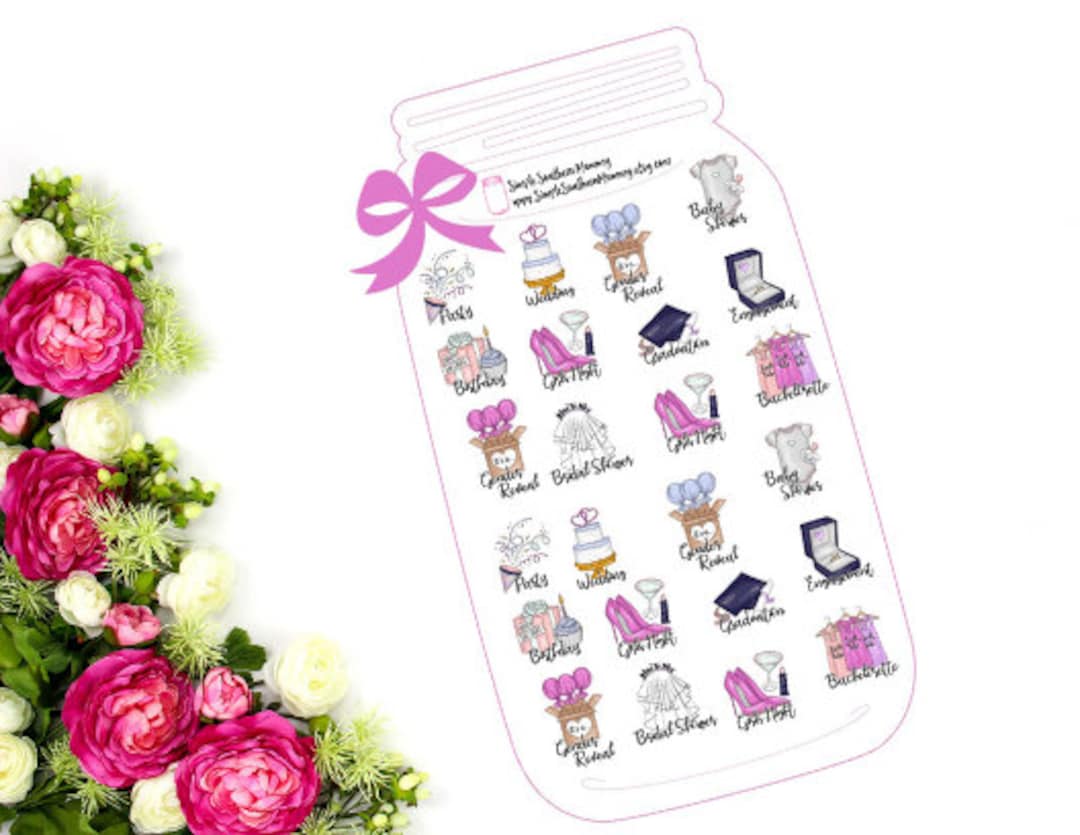 Celebrations Jumbo Jar Stickers Bucket List Stickers Self Care Stickers ...