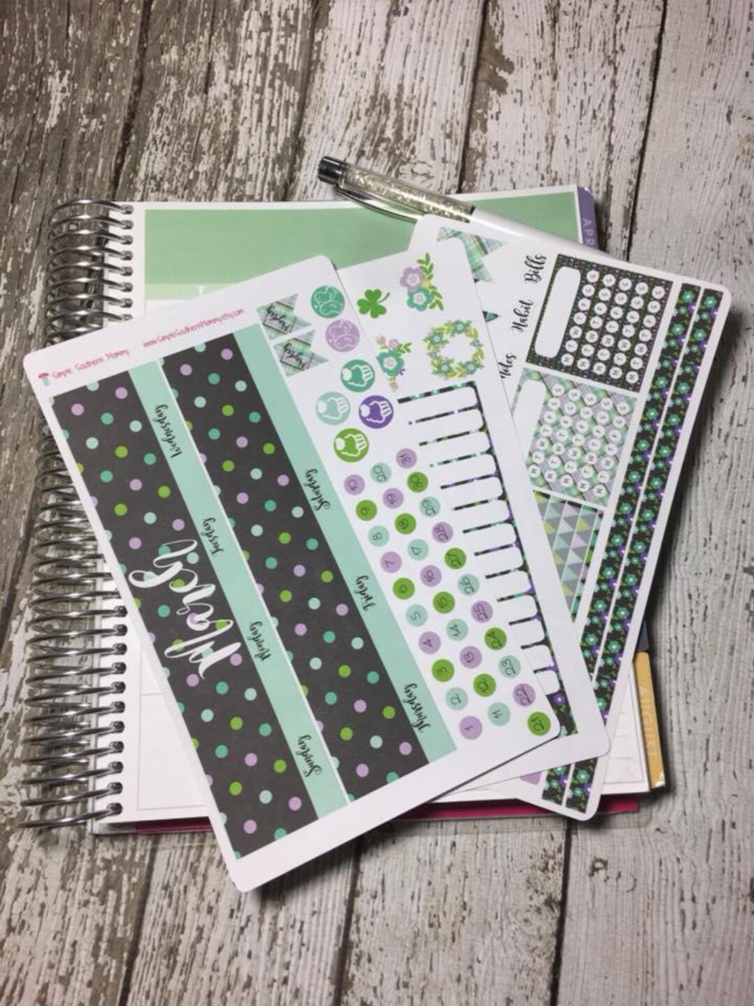 Choose Your Month Spring Green Sticker Kit Monthly Kit for 7x9 Planner ...