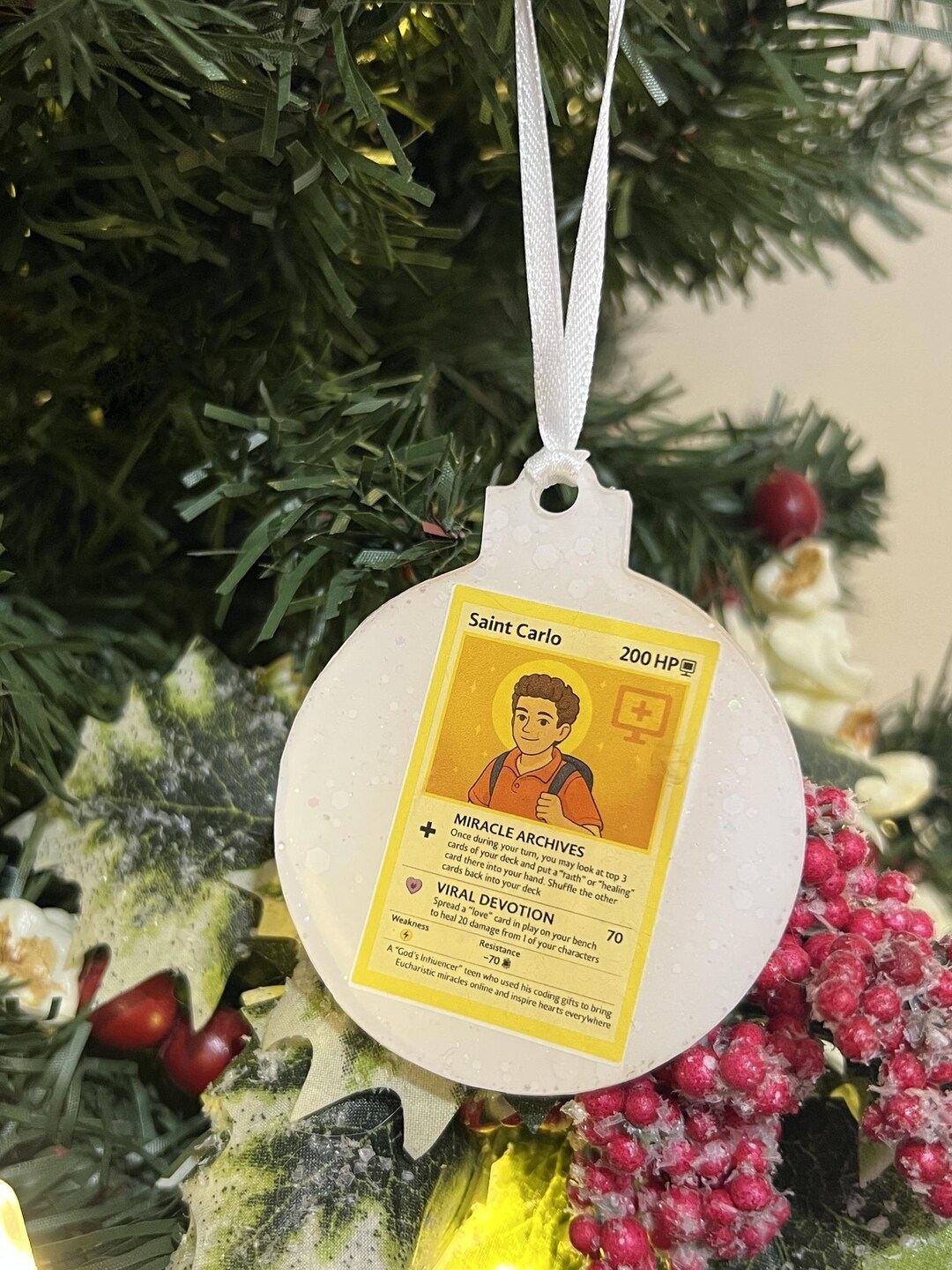 Blessed Carlo Acutis Miracle Archives Ornament | Modern Catholic Gift | Tech Saint Christmas ...