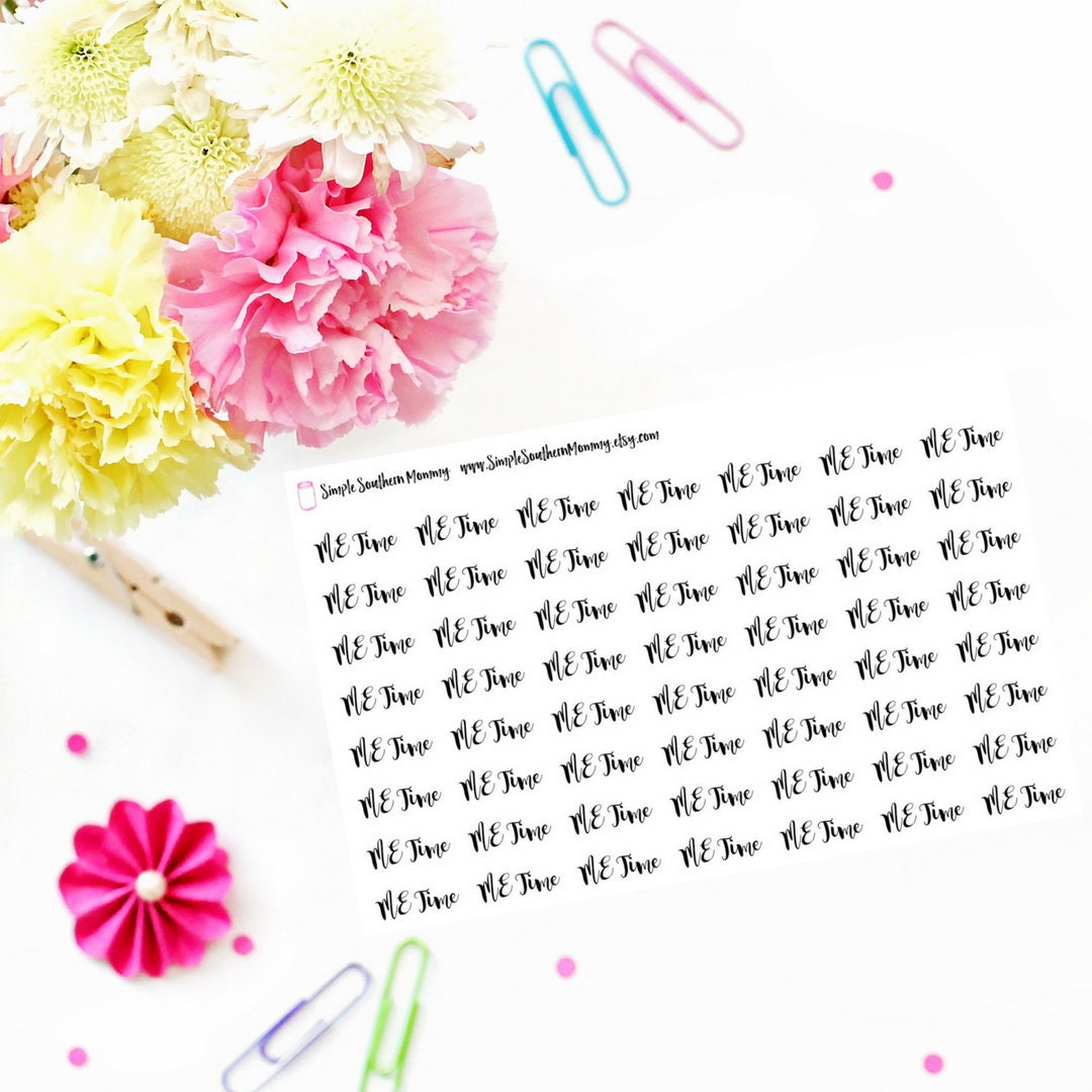 Lettered Me Time Stickers Text Stickers Script Stickers Neutral ...