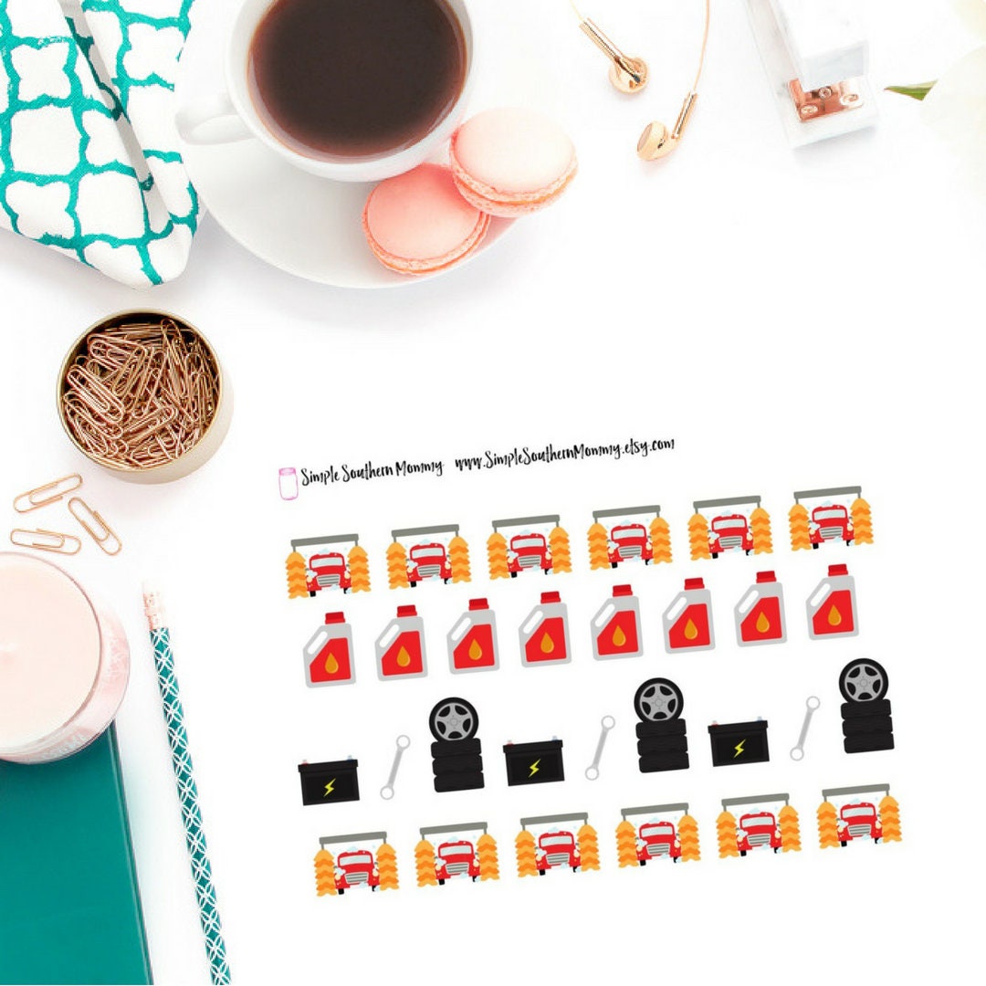 Car Care Planner Stickers | Vehicle Maintenance Stickers | Auto Chore ...