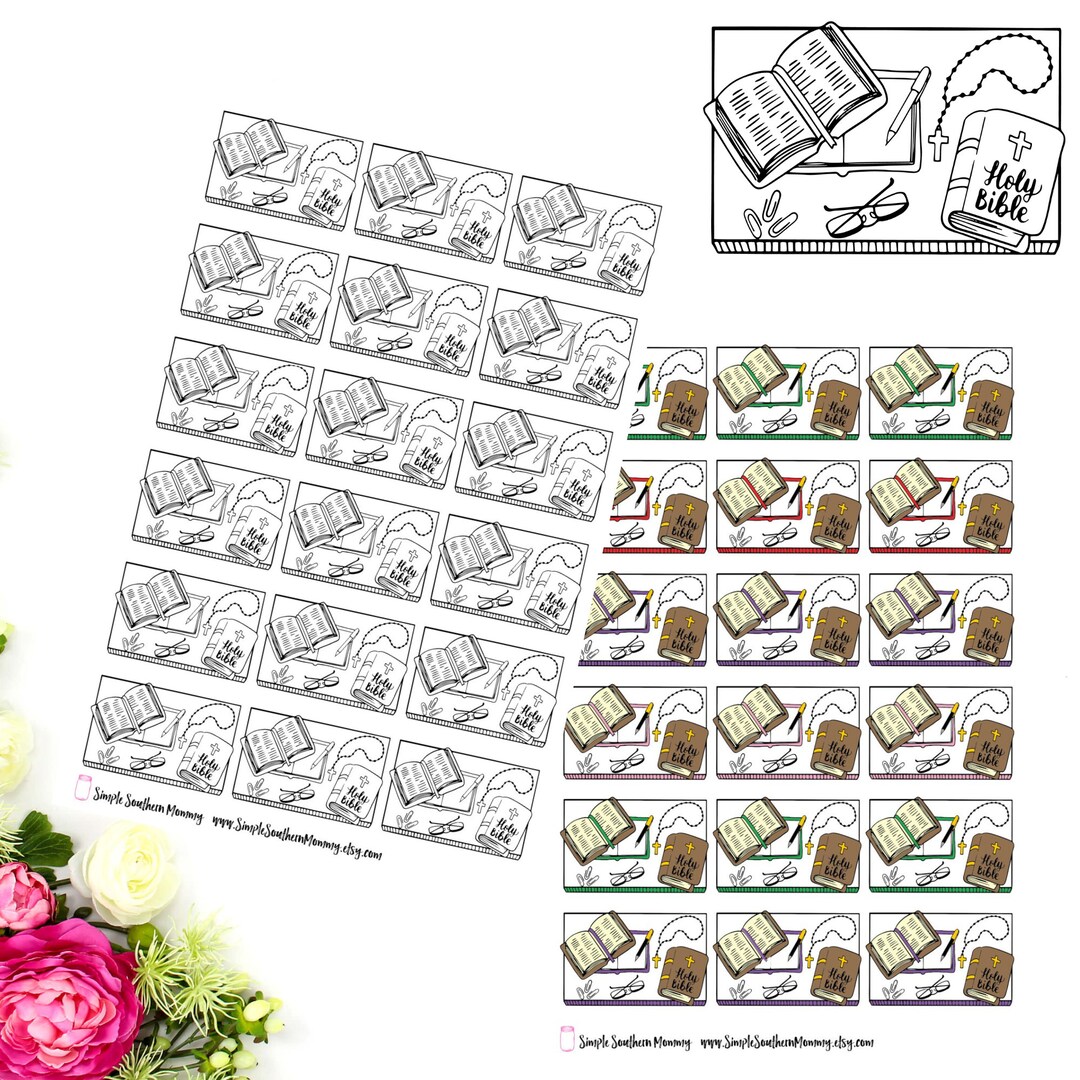 Flat Lay Bible Study Stickers Catholic Stickers Catholic Journal ...