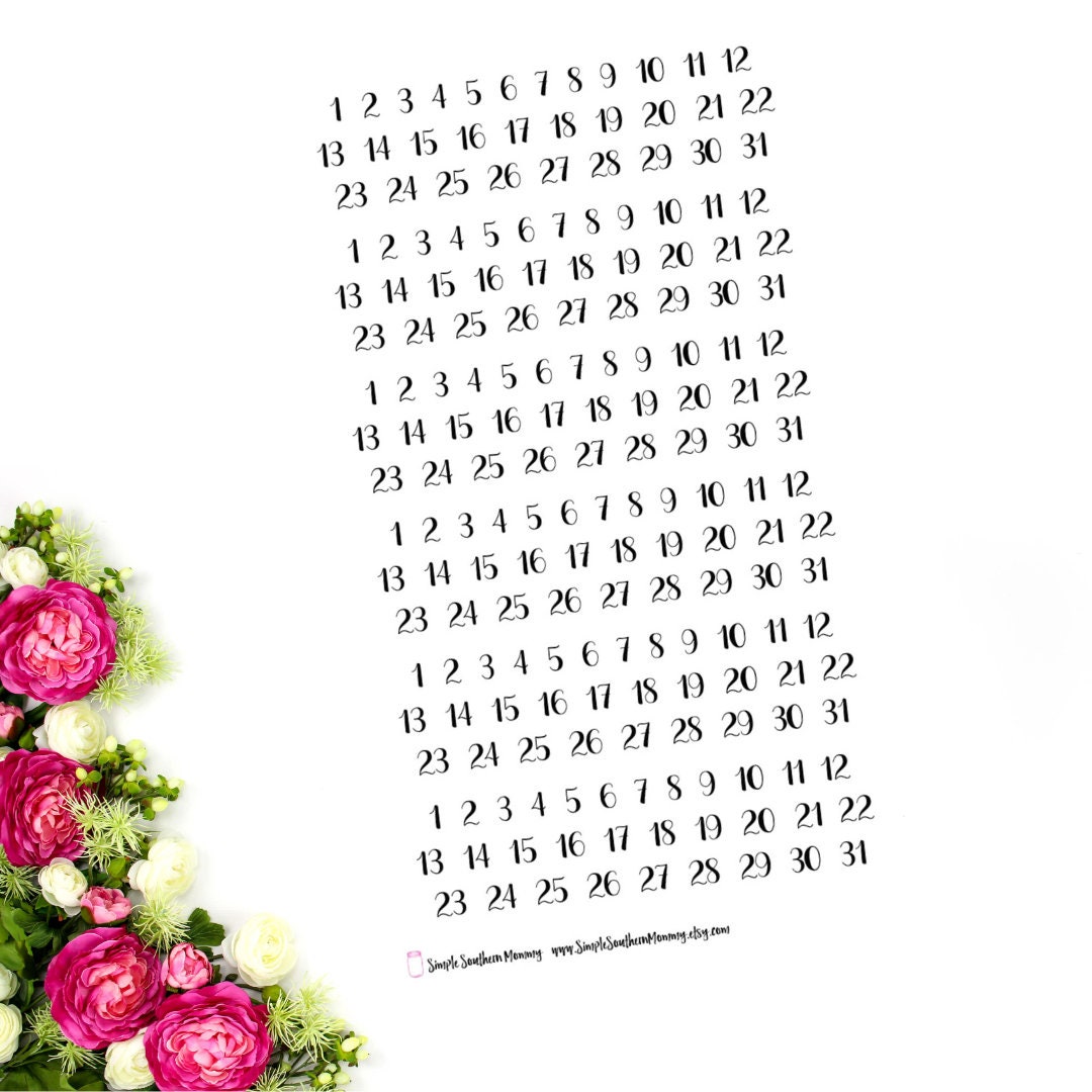 Monthly Number Stickers Color Coding Stickers Functional Stickers ...