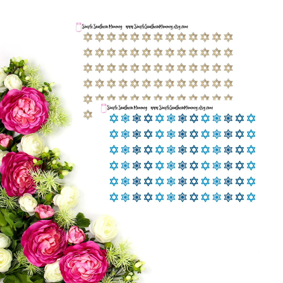 Teeny Tiny Stars of David Stickers Blue and Gold Jewish Planner ...