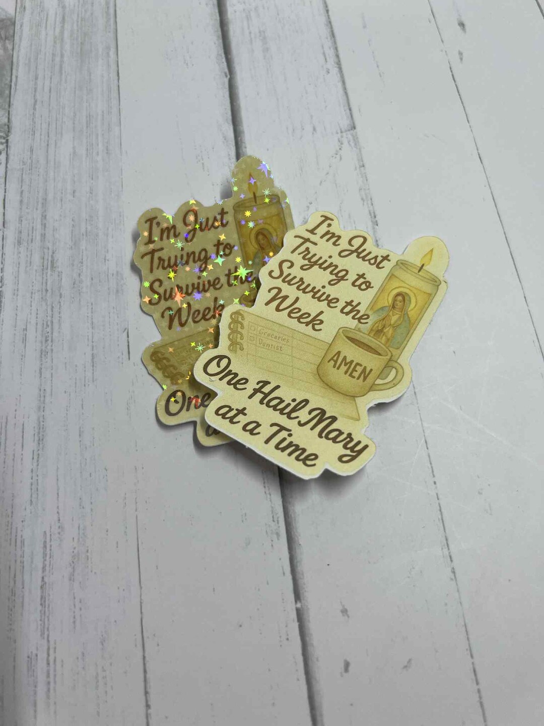 One Hail Mary at a Time Sticker Catholic Planner Faith Humor ...