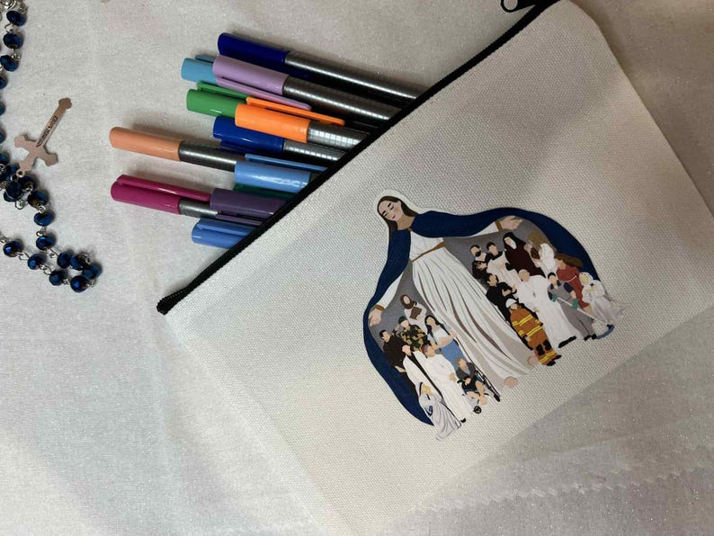 Communion of Saints Faith & Sass Canvas Zipper Pouch — Catholic Pencil Bag | Rosary Case | Ready ...
