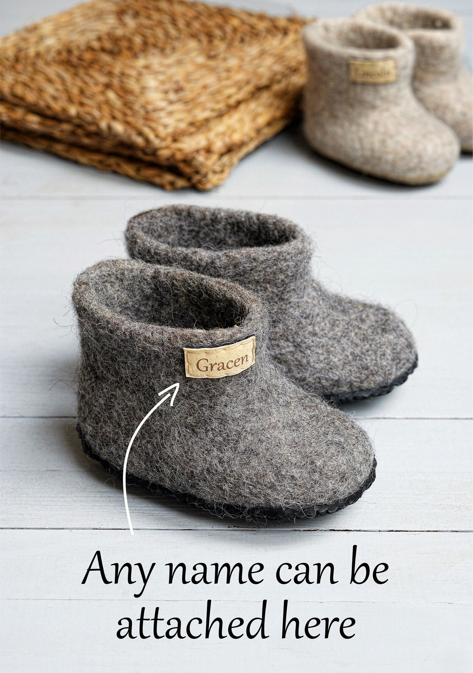 Personalised Toddler Slippers Made From Wool Perfect for Montessori ...