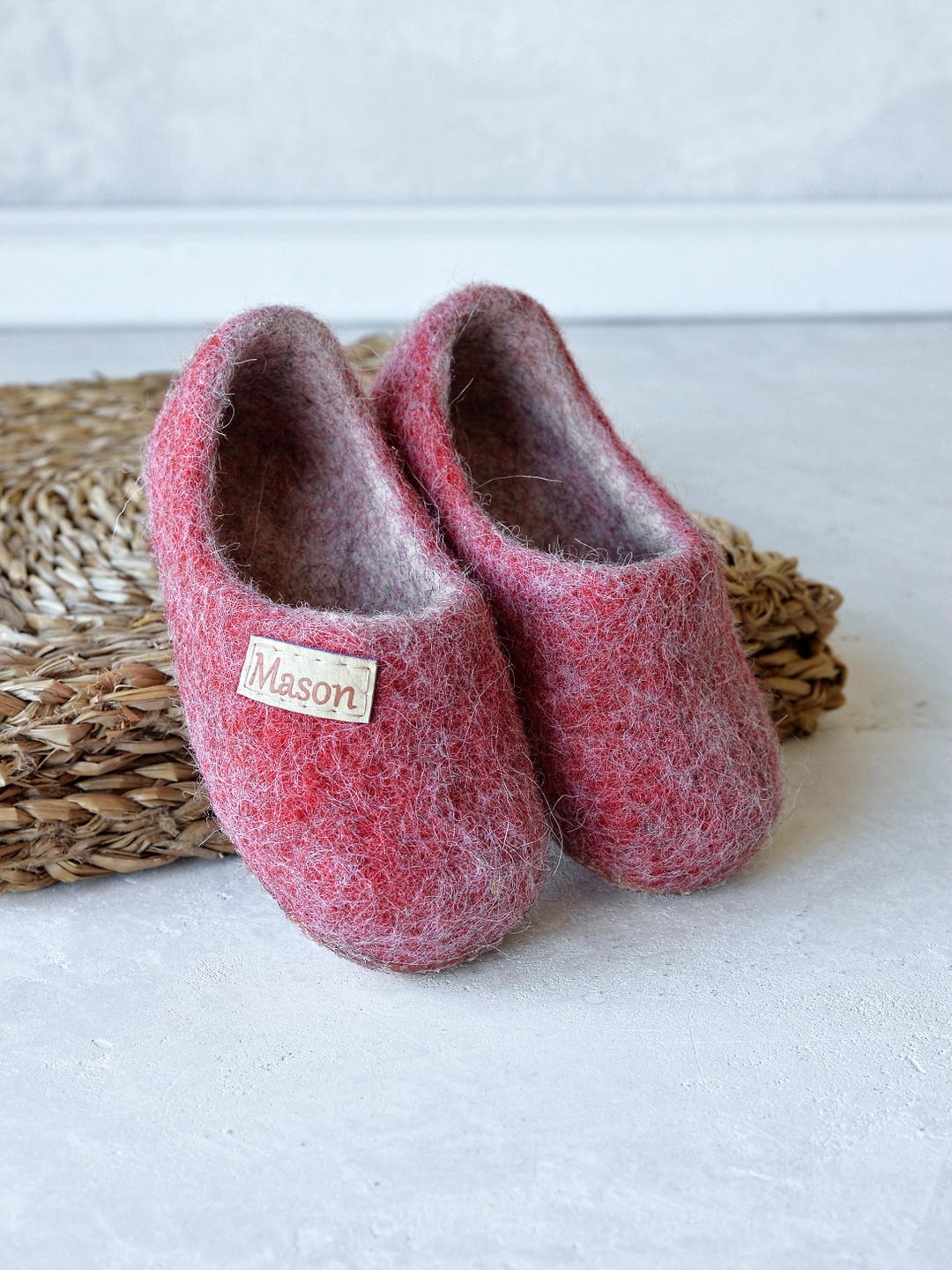 Red Felted Wool Baby Slippers: Personalized Nursery Gift - Etsy