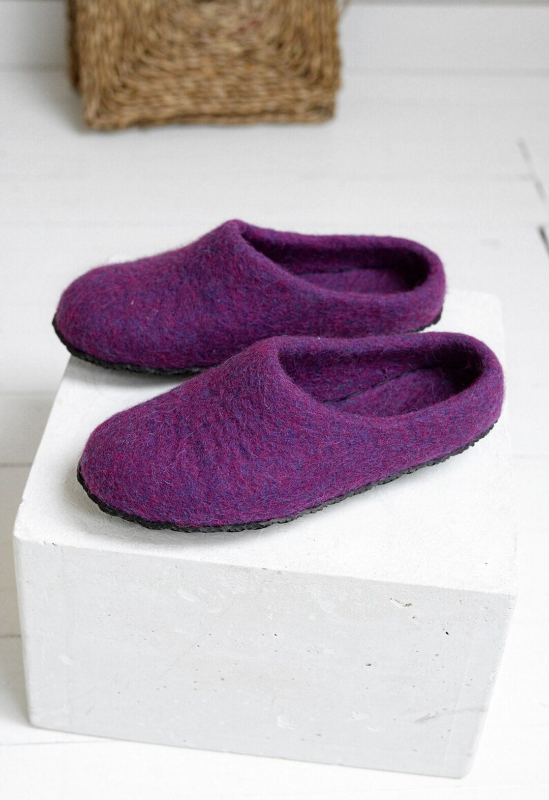 Ready for a Gift Felted Women Wool Slippers With Rubber Sole- Gift for ...