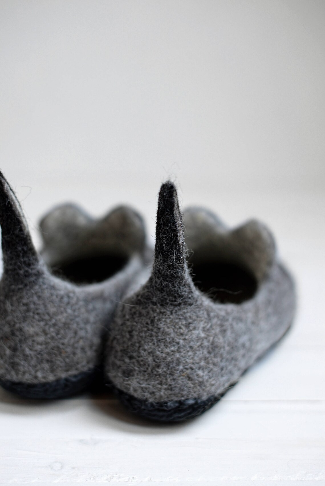 Grey Woman Cat Slippers Boiled Wool Slippers Animal | Etsy