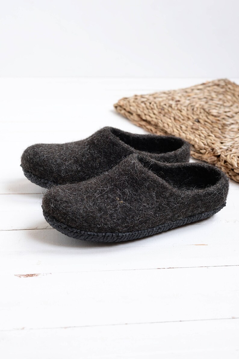 Felt Wool Clogs for Men, Special Gift for Him, Wool Lining Slippers ...