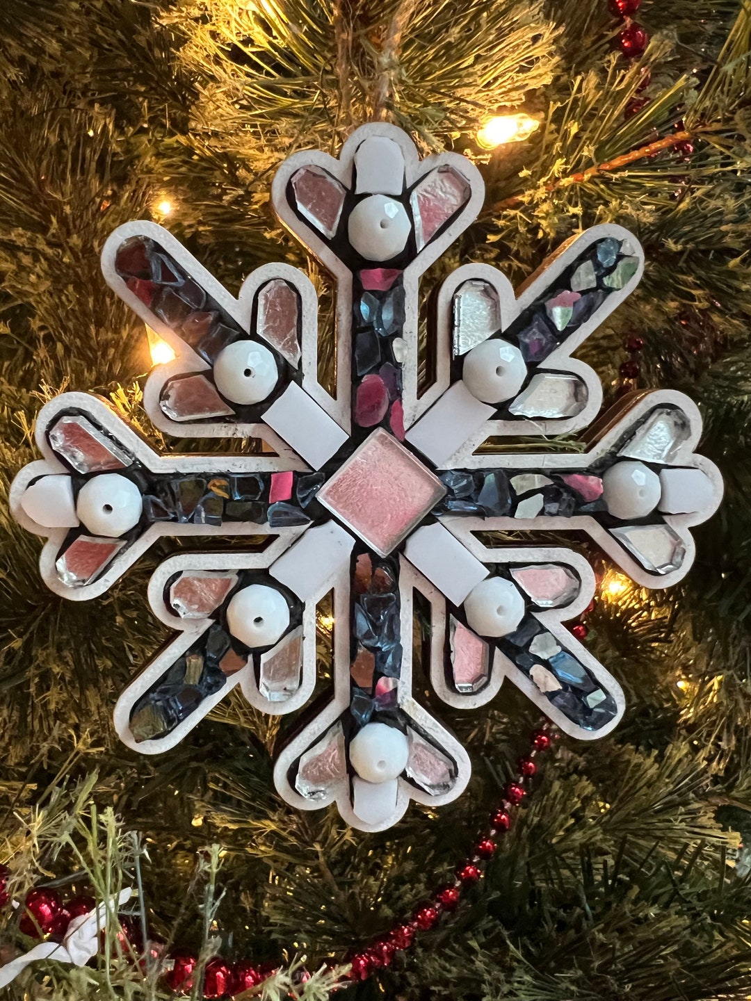 Mosaic Snowflake Ornament - Etsy